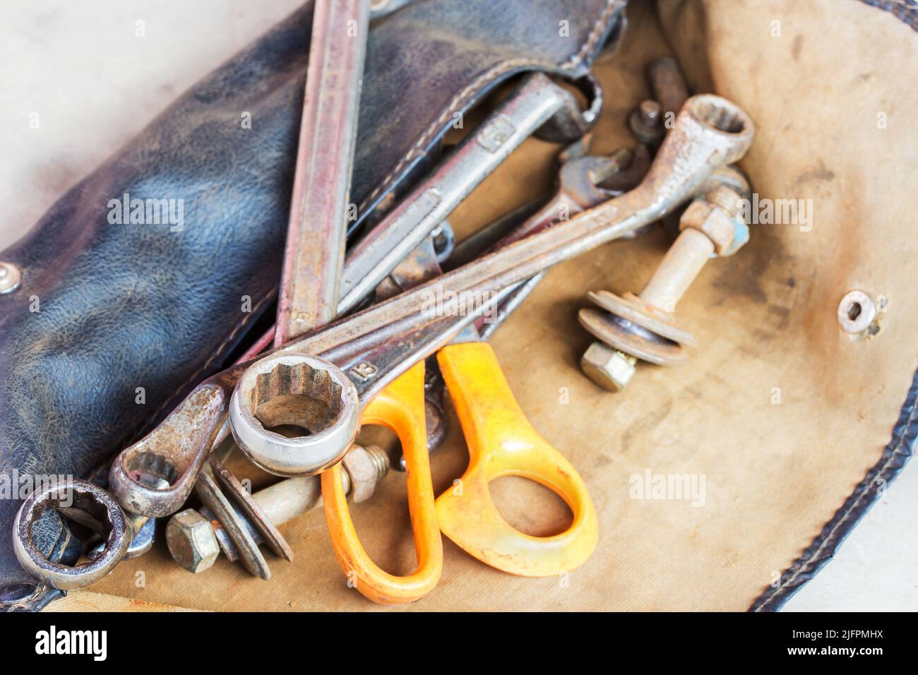Construction tools in leather hi-res stock photography and images - Alamy