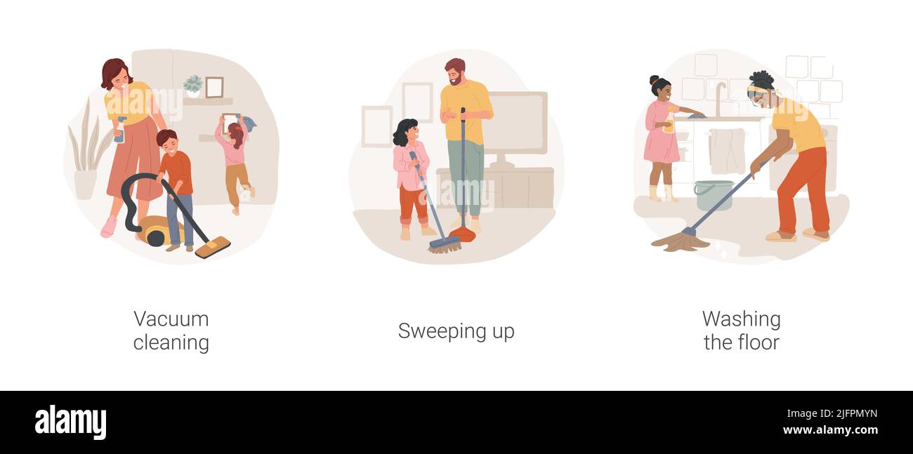 Child sweeping mother Stock Vector Images - Alamy