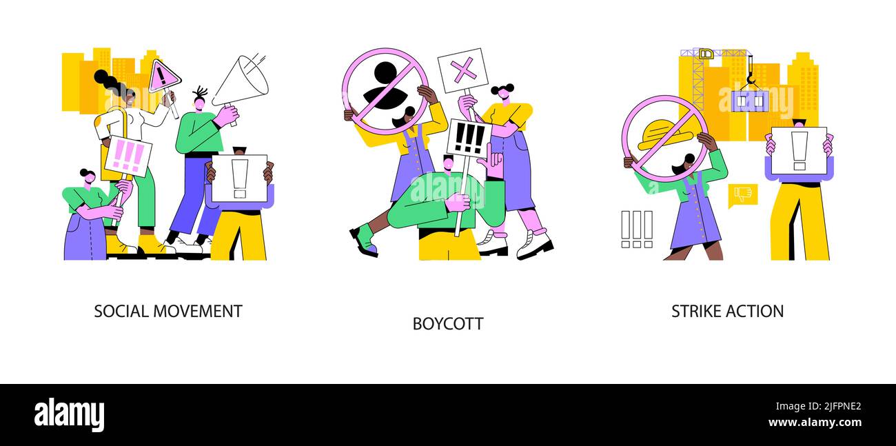 Group action abstract concept vector illustration set. Social movement ...