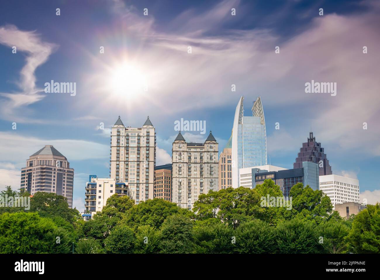 Piedmont Park in Downtown Atlanta city in USA at sunset Stock Photo - Alamy