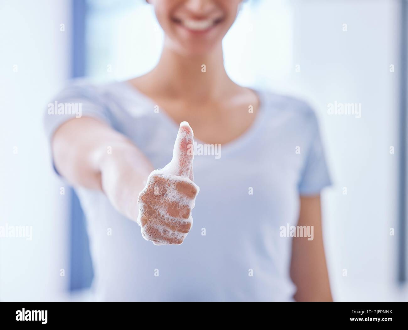 A Foamy Yes From Me Shot Of An Unrecognizable Woman Showing A Soapy