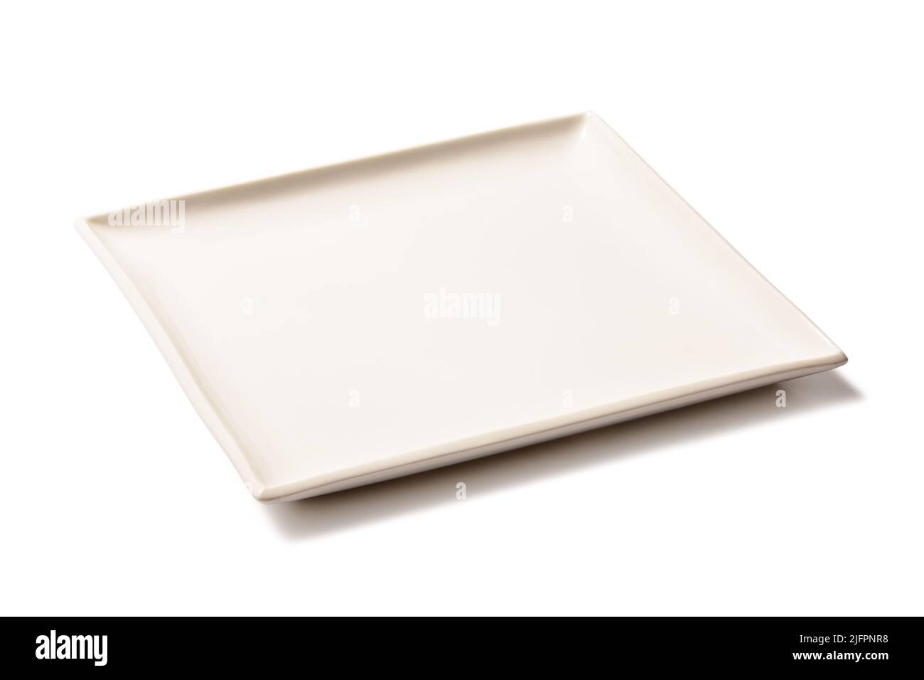 White empty rectangular plate of porcelain on a white background Stock ...
