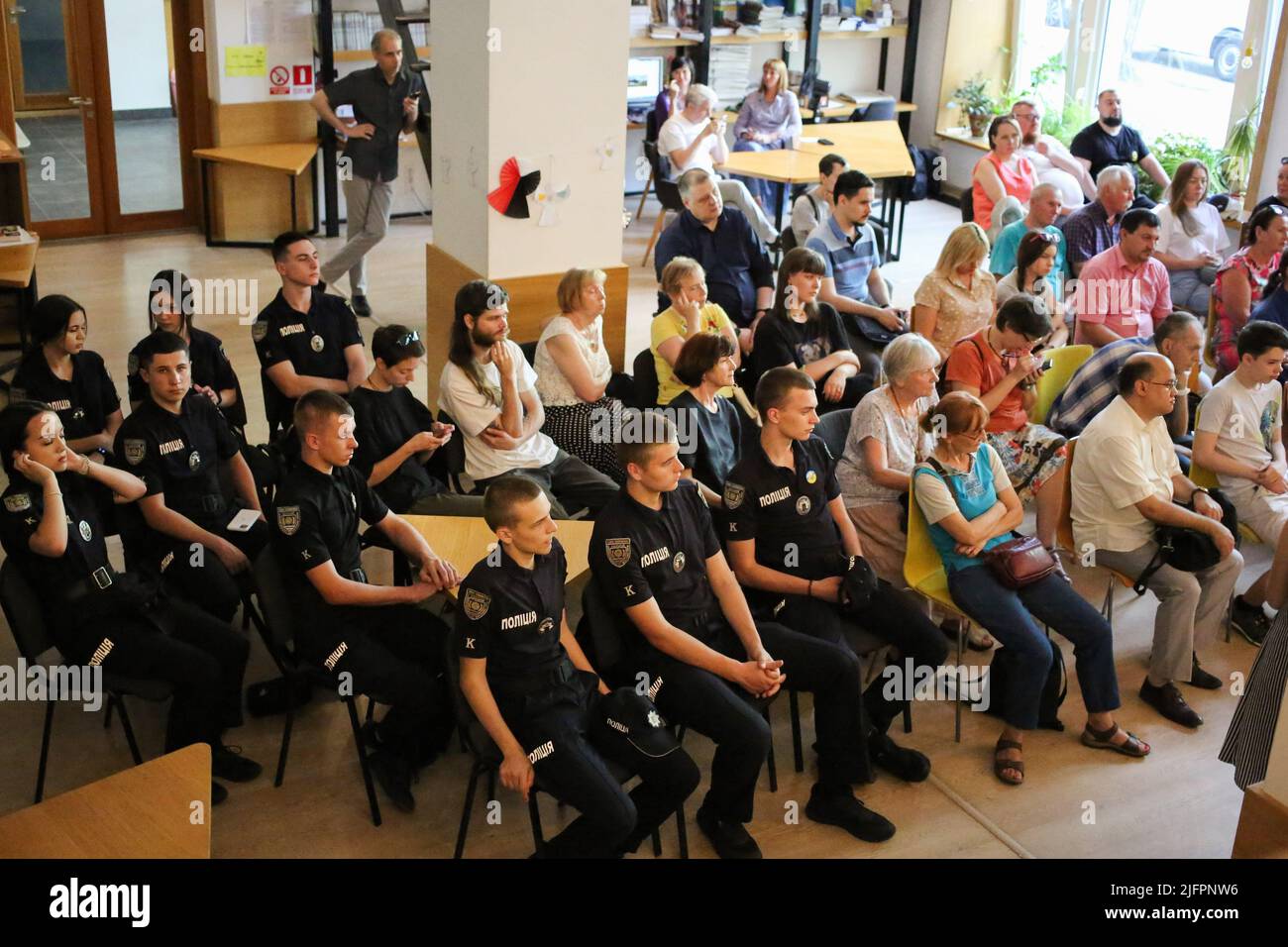 Odessa, Ukraine. 15th June, 2022. Listeners of the lecture seen at the ...
