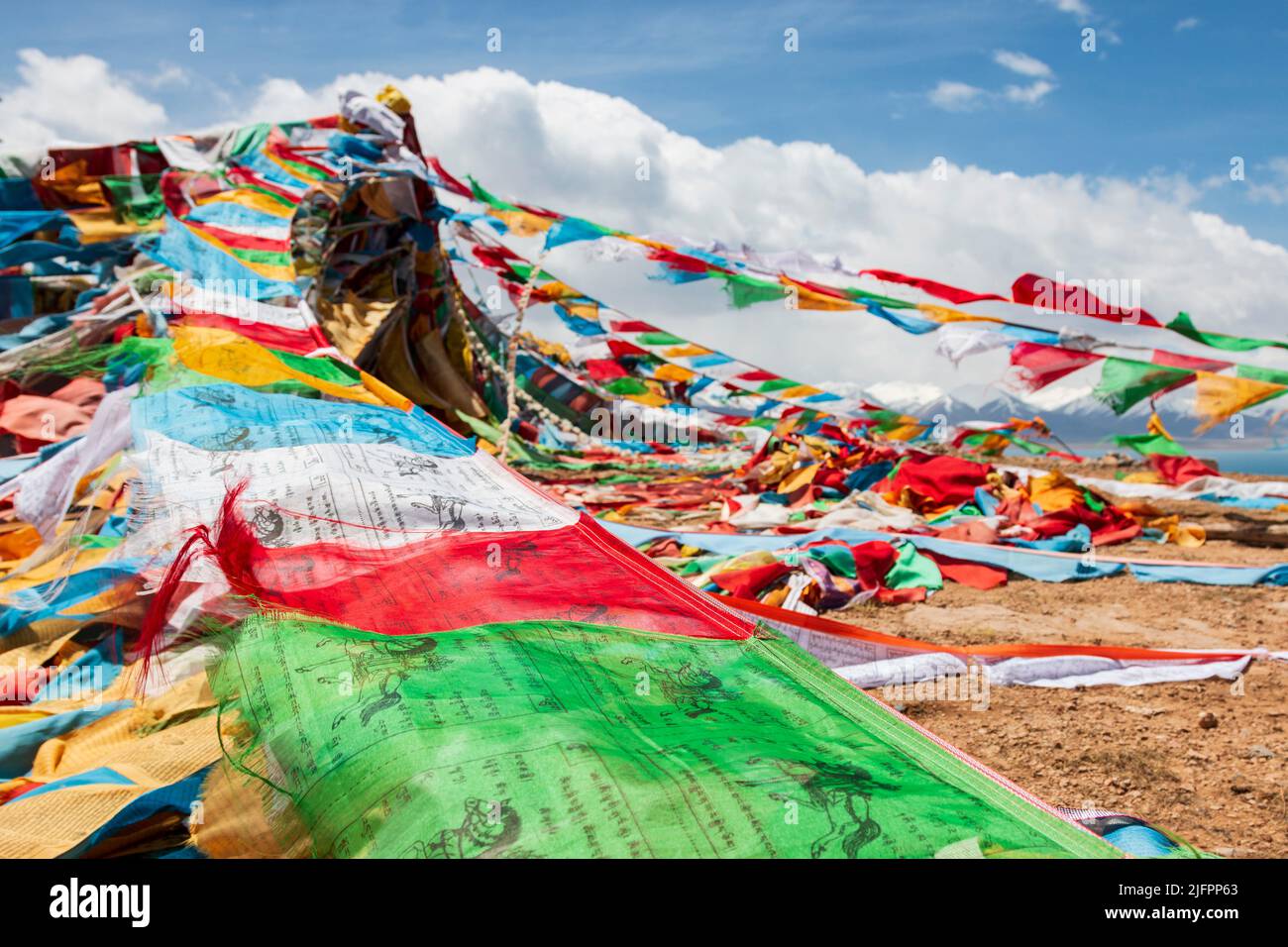 Tibet Prayer flags in Namtso Lake, Tibet - China Stock Photo - Alamy