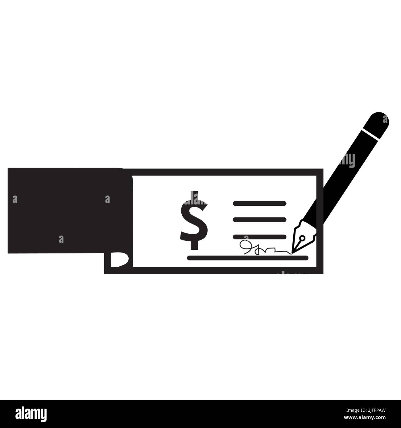cheque icon on white background. checkbook and pen sign. bank cheque ...