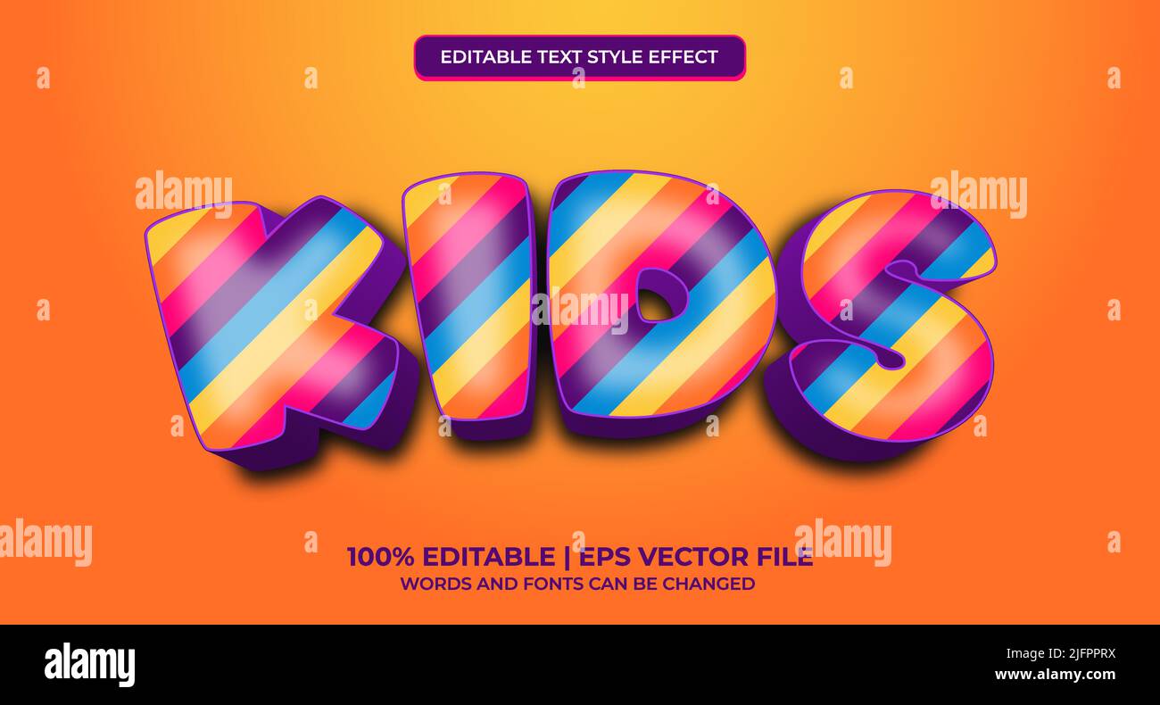 Kids - edit text effect, editable text style effect Stock Vector Image ...