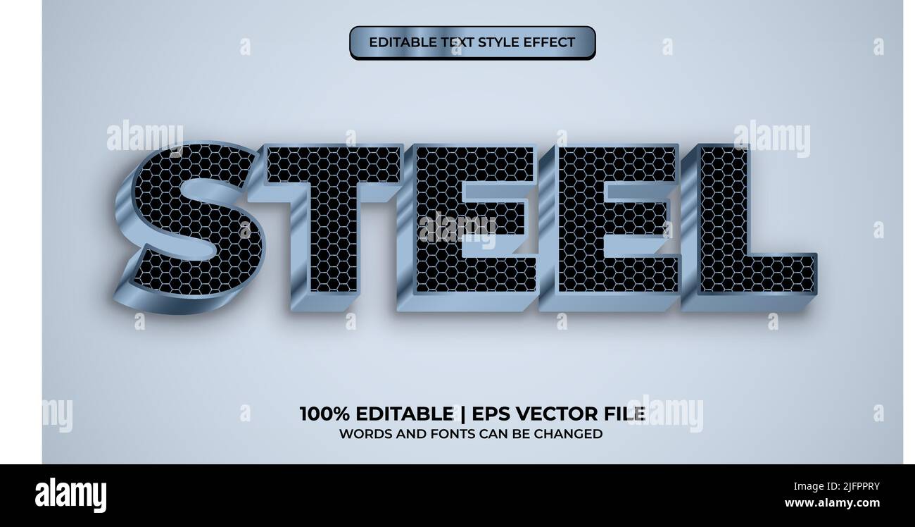 3D Steel Text effect, Editable Text Style Effect Stock Vector Image & Art - Alamy