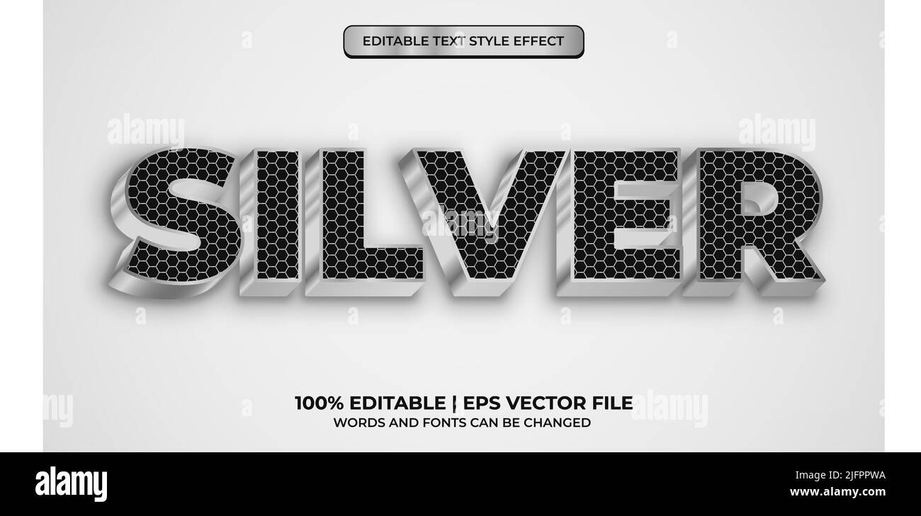 Silver text,shiny metallic style editable text effect Stock Vector ... Silver text,shiny metallic style editable text effect Stock Vector ...