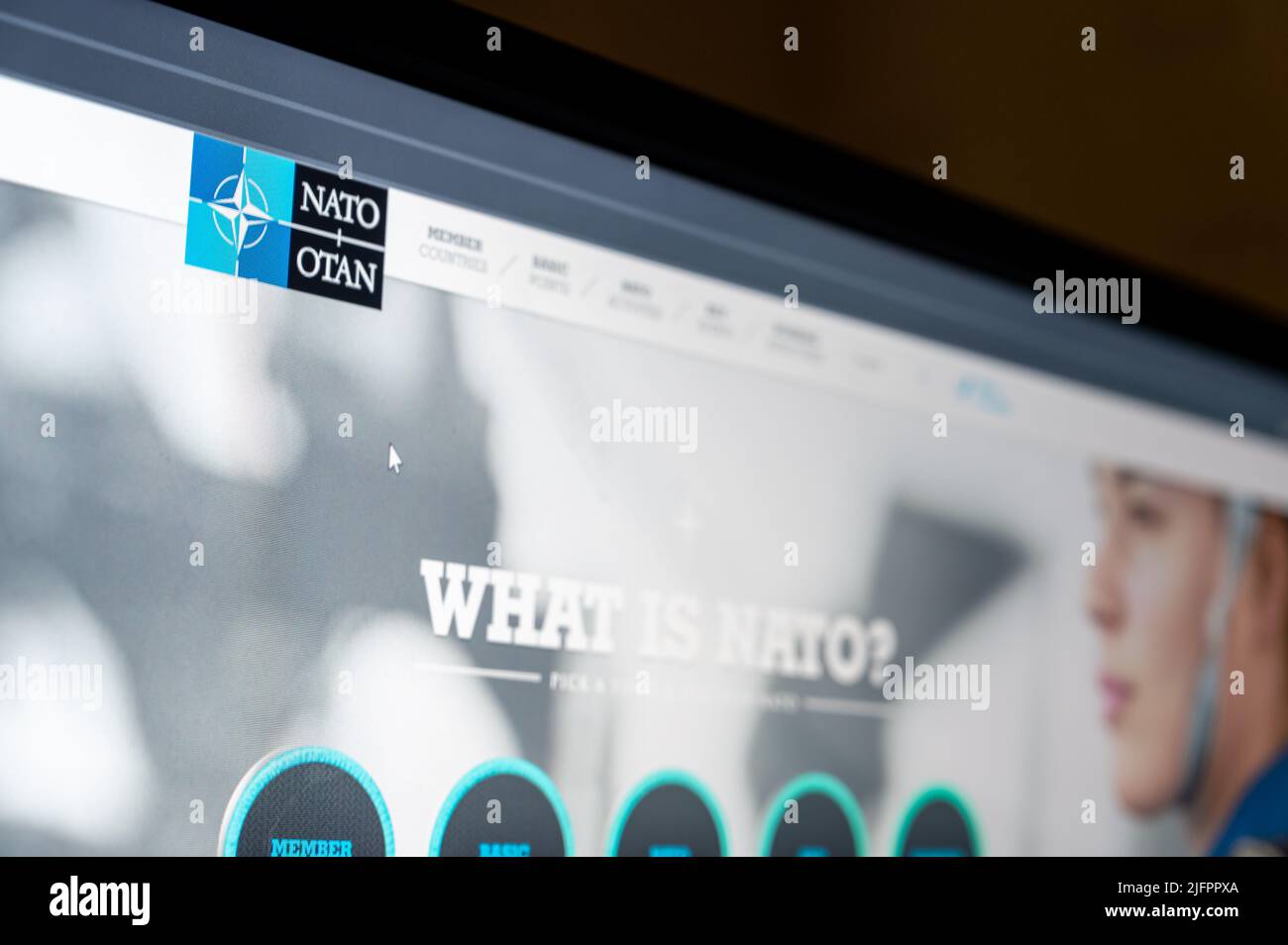 NATO homepage on PC screen. North Atlantic Treaty Organization, North ...