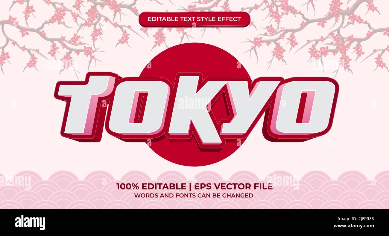 Tokyo, 3d editable text effect. Template with bold font concept ...