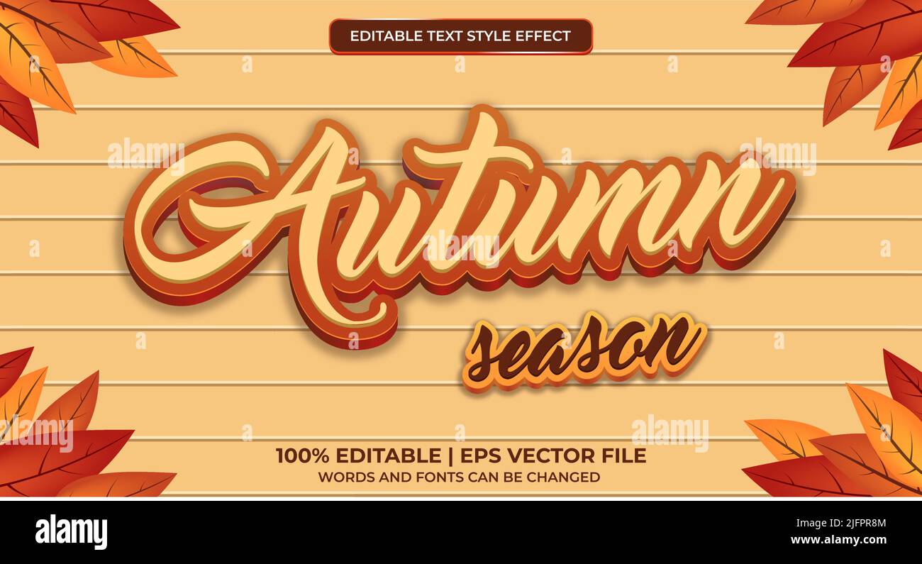 Editable text style effect - autumn text with leaves illustration Stock ...