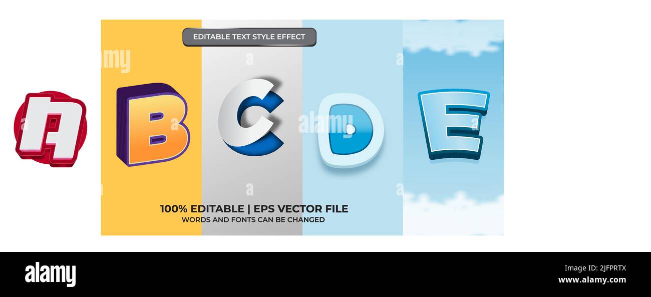 Set of editable text effect design. Modern editable text effect Stock ...