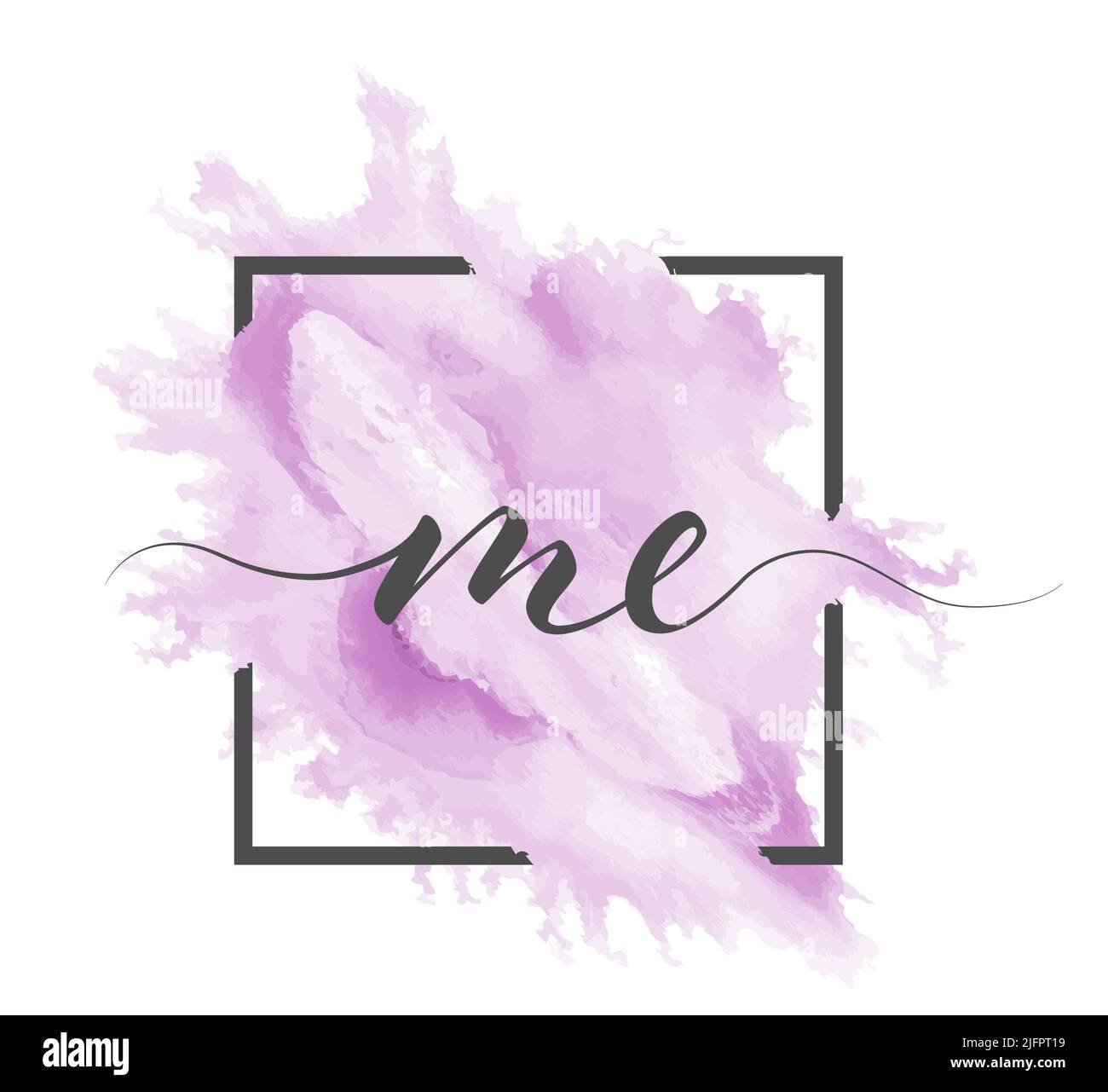 Calligraphic lowercase letters M and E are written in a solid line on a ...