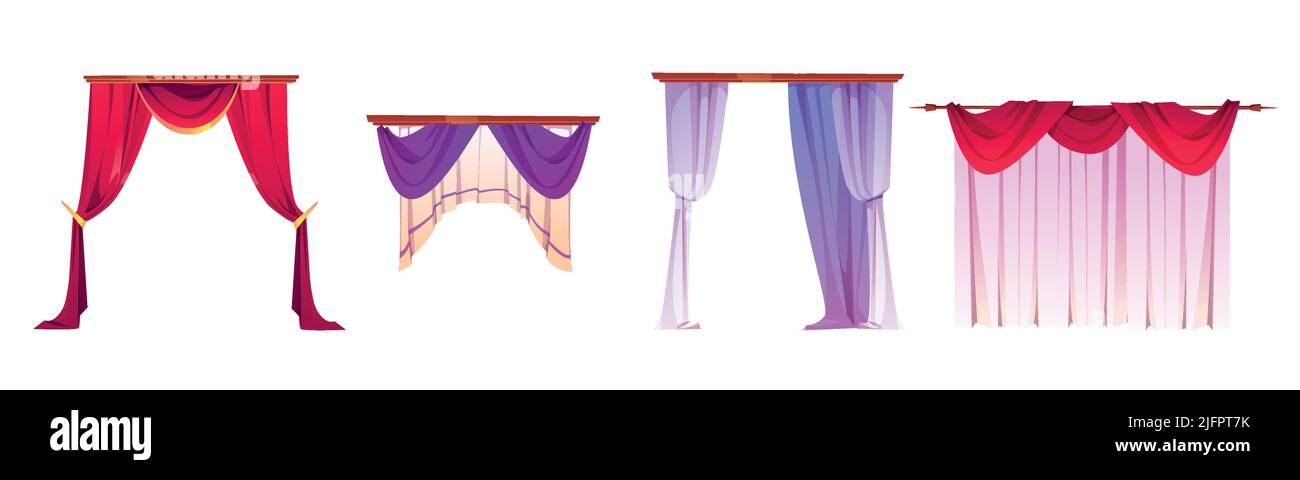 Different form curtains for windows vector cartoon set of house ...