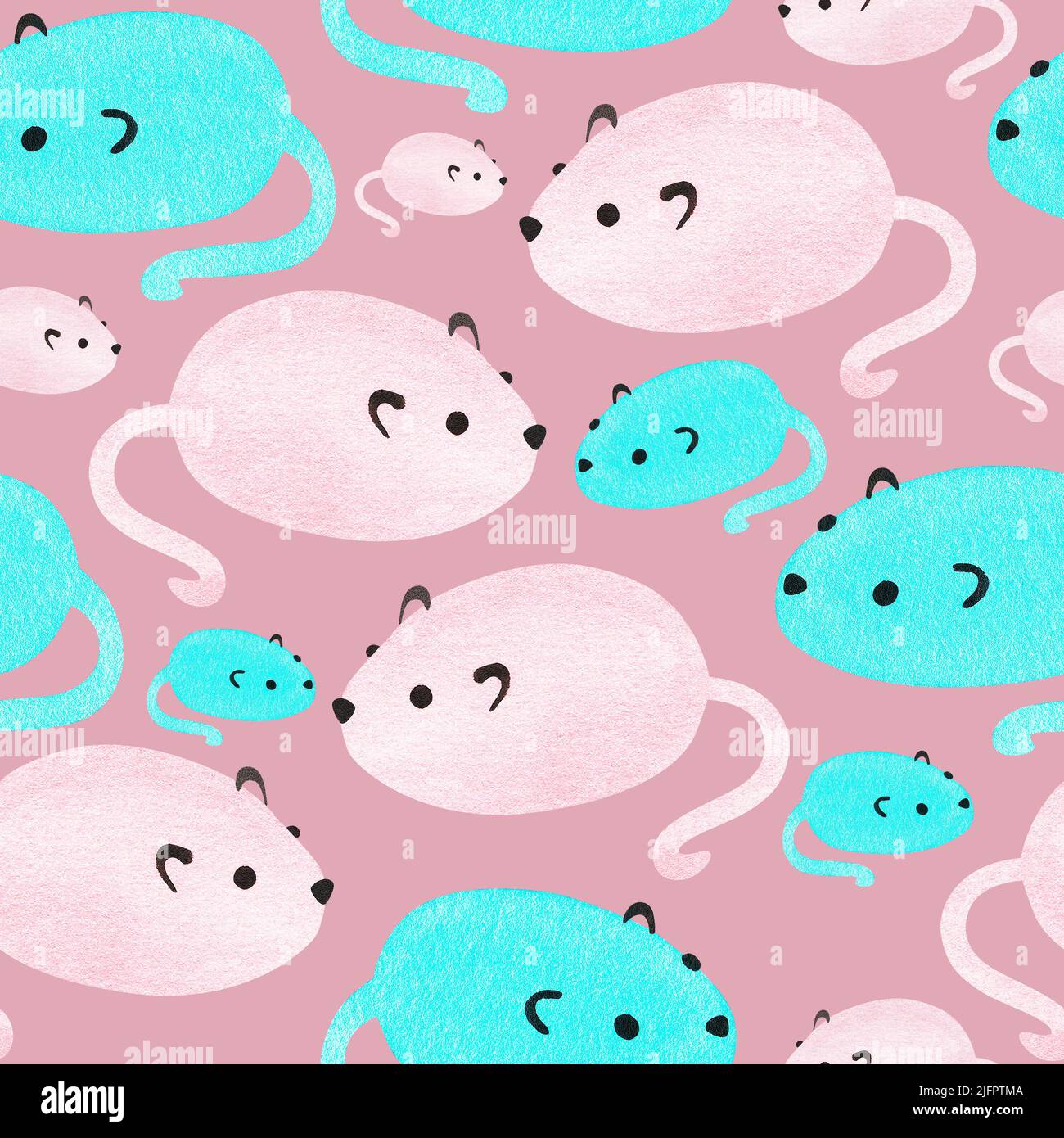 Seamless mice pattern. Simple mouse silhouettes. Watercolor ...