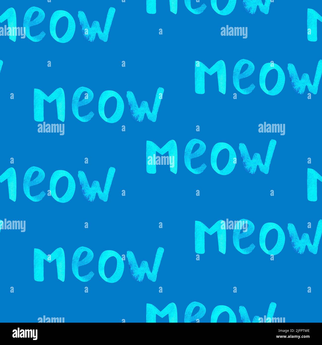 Seamless meow pattern. Simple cute cat . Watercolor illustration ...