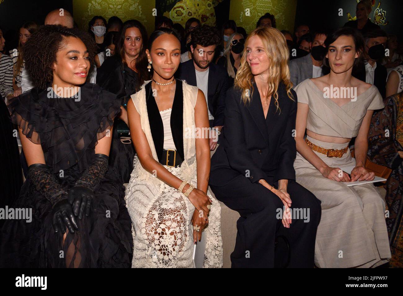 Paris, France. July 04, 2022, Celeste Epiphany Waite, Zoe Saldana and ...