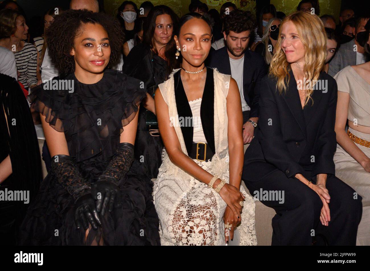 Paris, France. July 04, 2022, Celeste Epiphany Waite, Zoe Saldana and ...