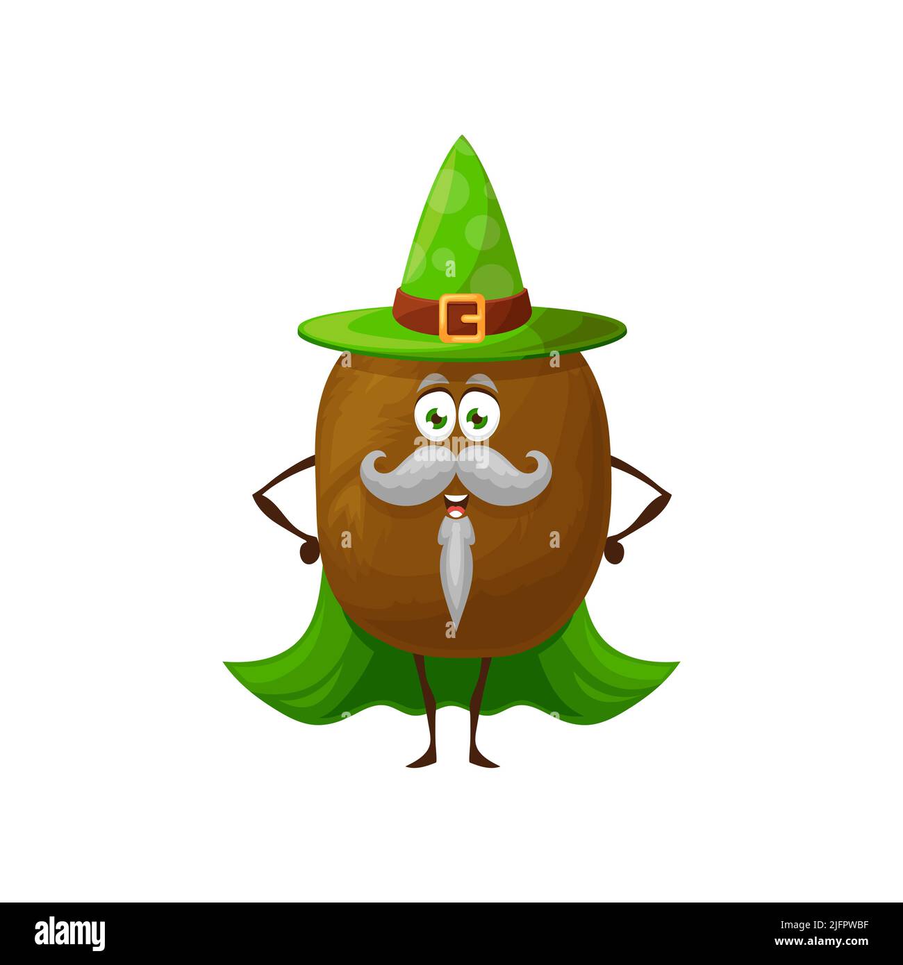 Cartoon kiwi fruit wizard or magician character. Funny vector sorcerer ...
