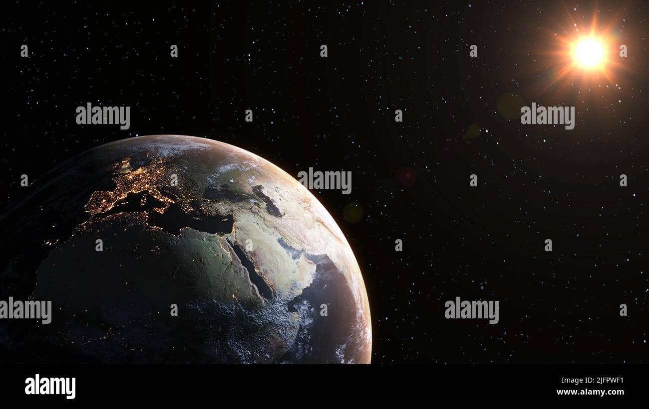 Earth from space globe and sun européan hi-res stock photography and ...