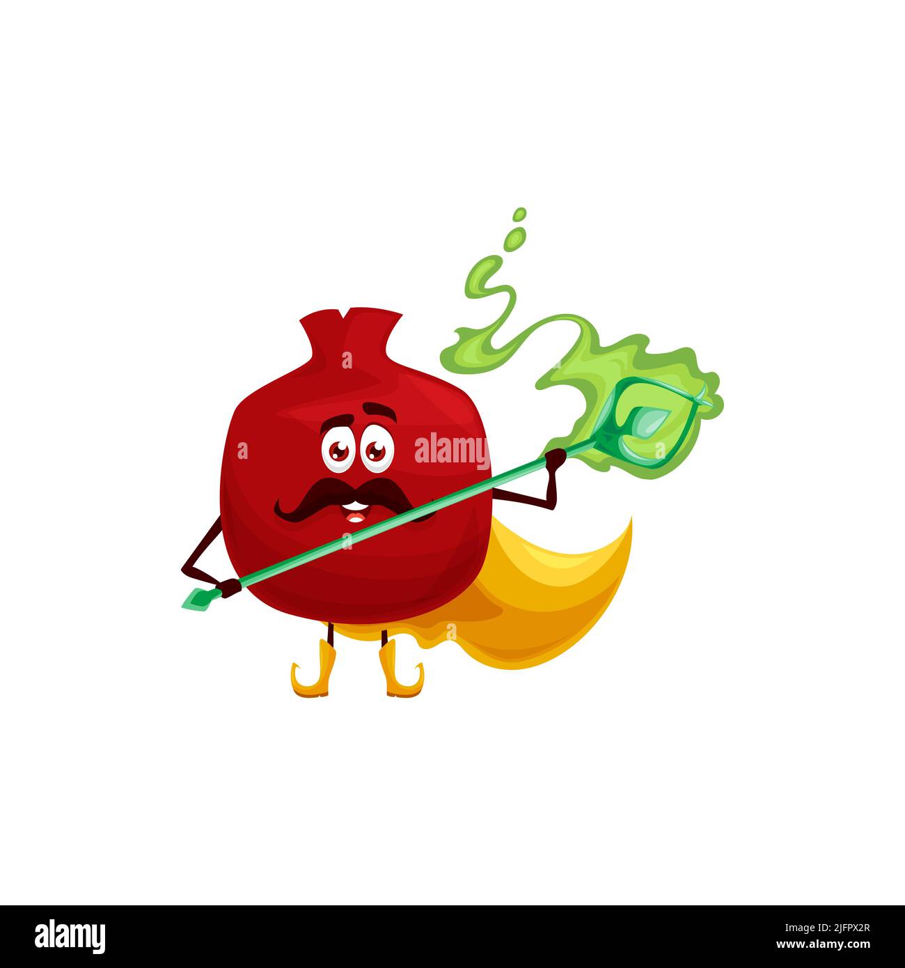 Cartoon pomegranate fruit wizard or magician character. Vector garnet ...