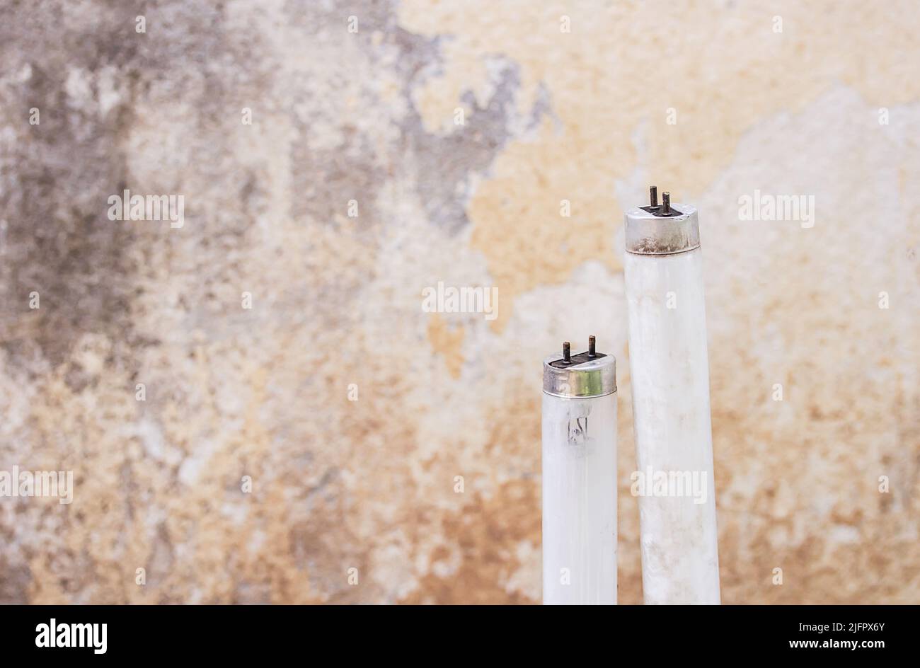 Selected focus fluorescent light tube.Short depth-of-field. Old ...