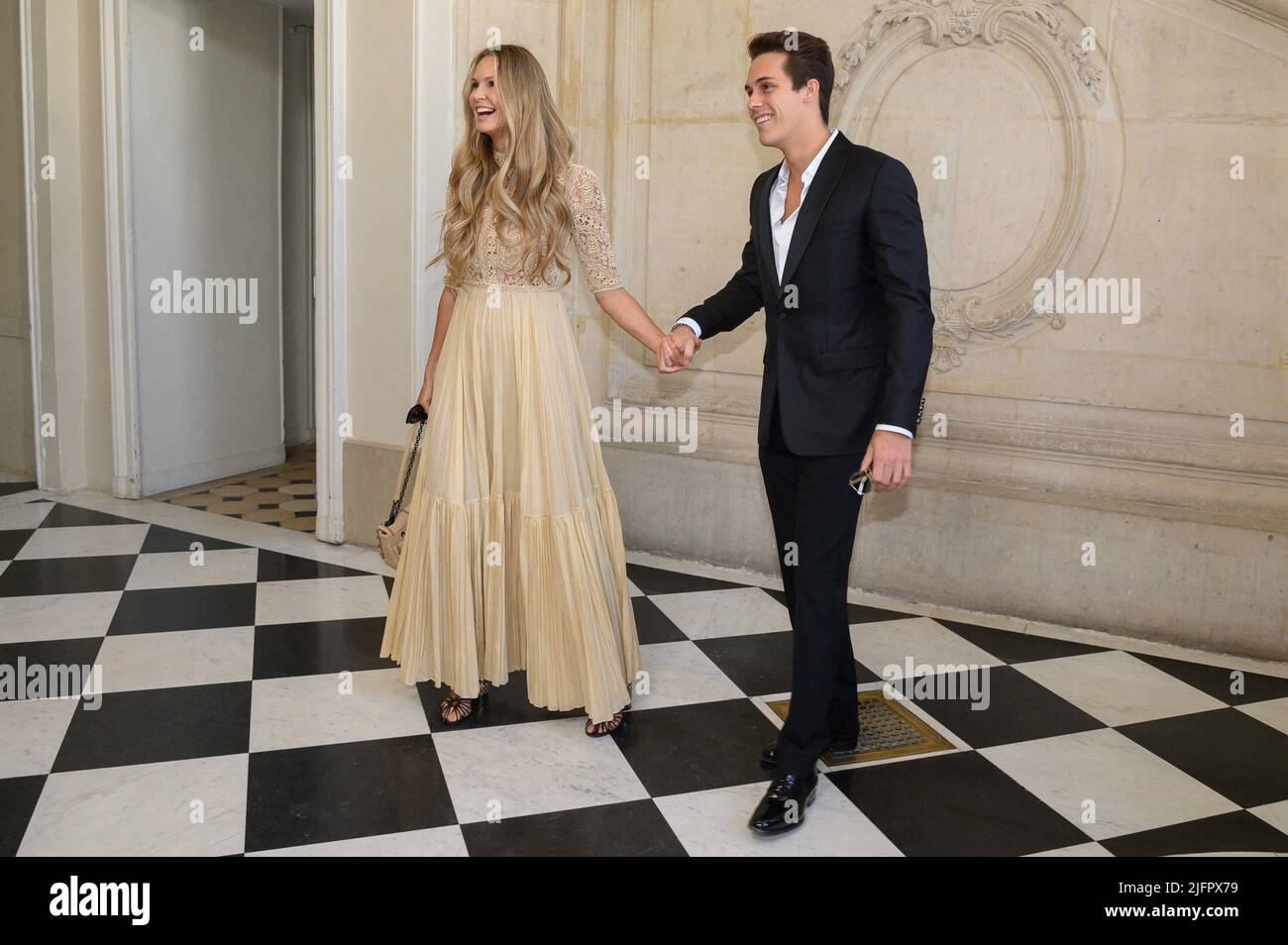 Paris, France. July 04, 2022, Elle Macpherson and son Flynn Busson ...