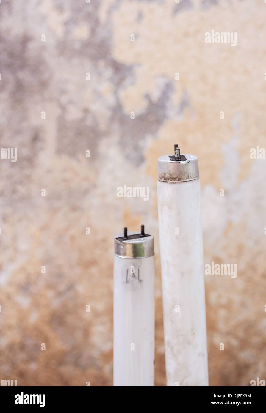 Selected focus fluorescent light tube.Short depth-of-field. Old ...