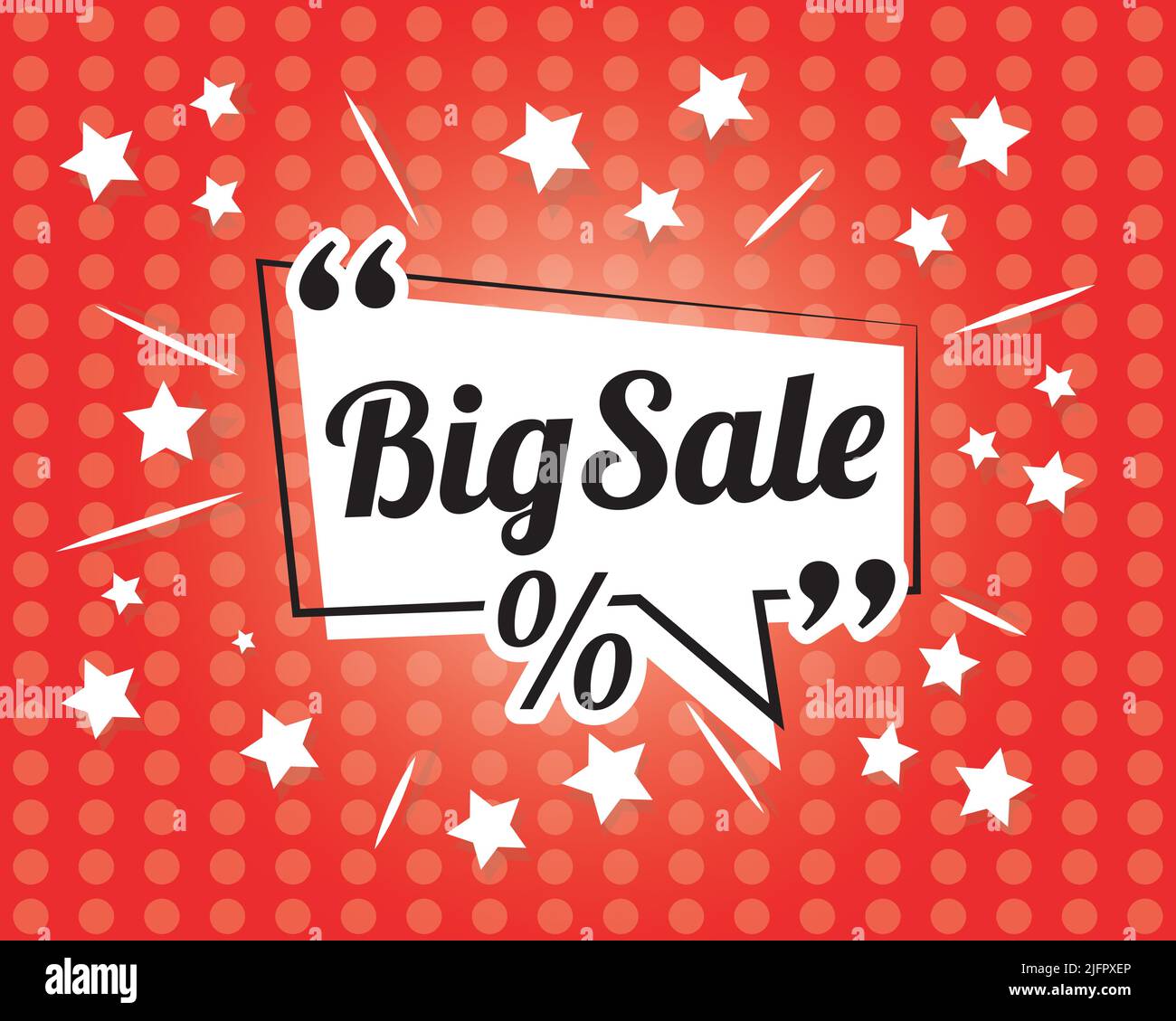 Big sale, pop art design in red background with stars illustrations ...