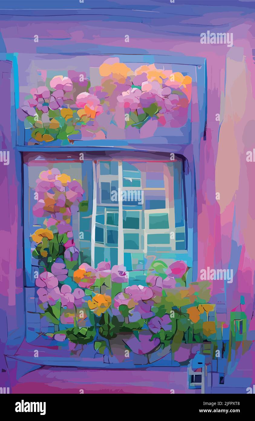 Flower pot in windowsill Stock Vector Images - Alamy