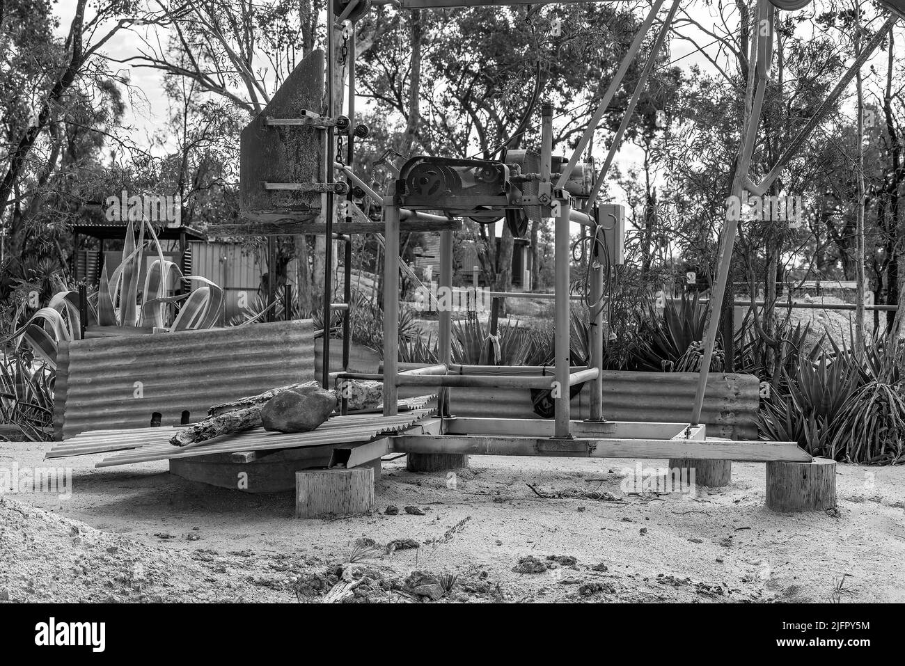 Underground sapphire mining equipment at Rubyvale gemfields Queensland ...