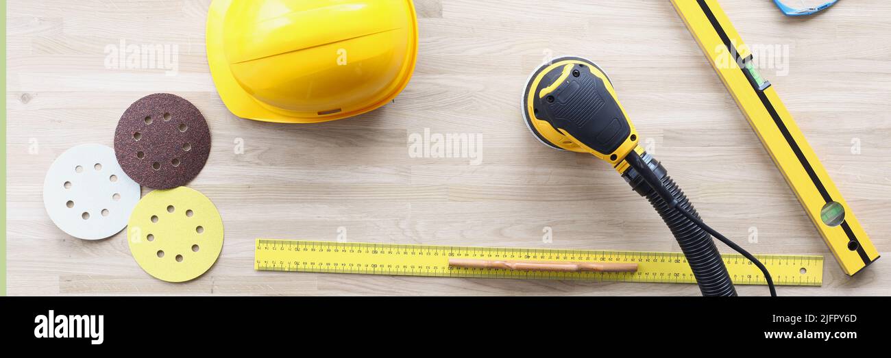 Professional worker working place with equipment for work Stock Photo ...