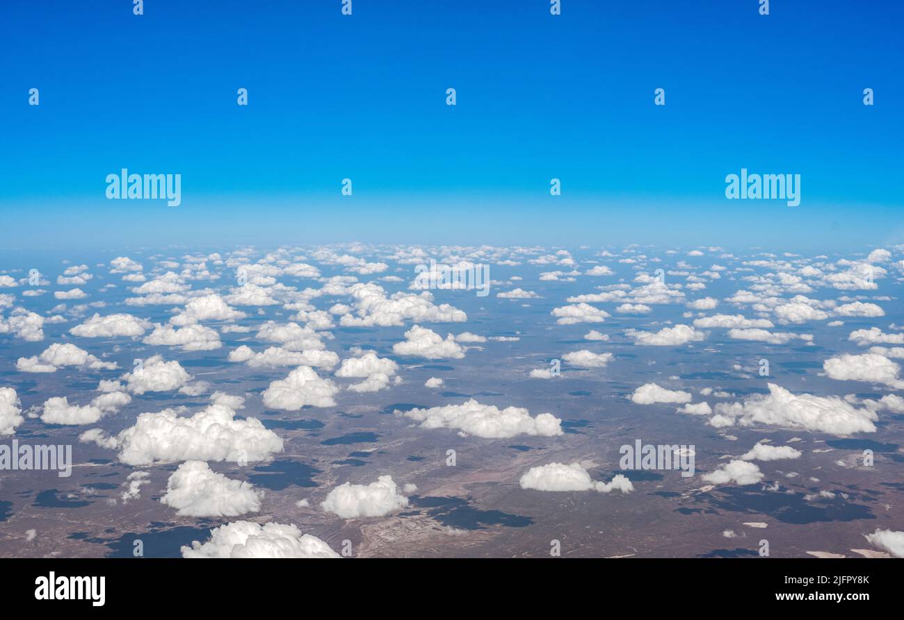 aerial view of ground. View of ground from airplane window. landscape ...