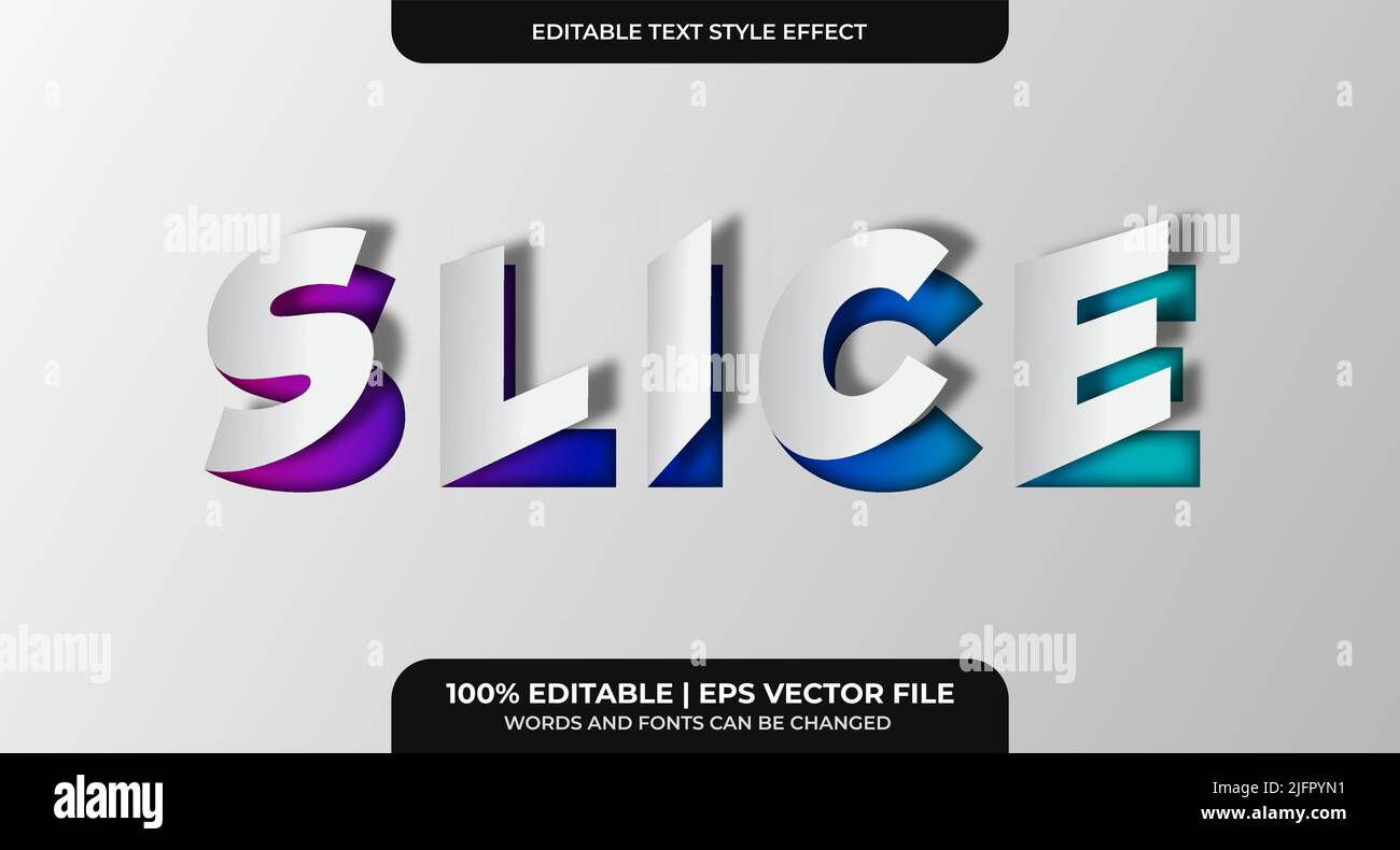 Editable Slice Text Effect. Simple, modern, and elegant. Easy to edit. Vector illustration Stock ...