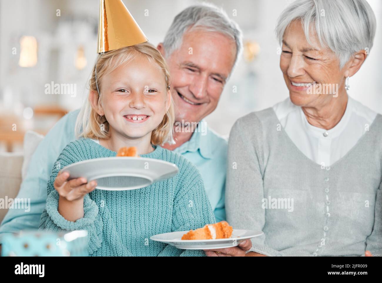Cake for you, and cake for me. Cropped shot of an adorable little girl ...
