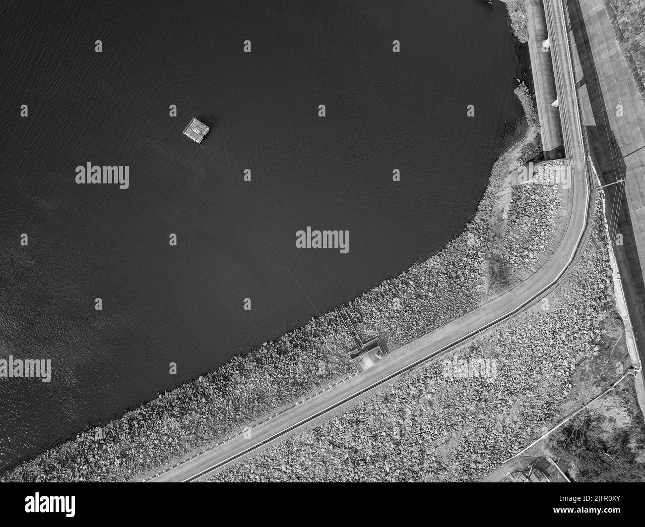 Eungella Dam overflow channel which is dry due to low water levels ...