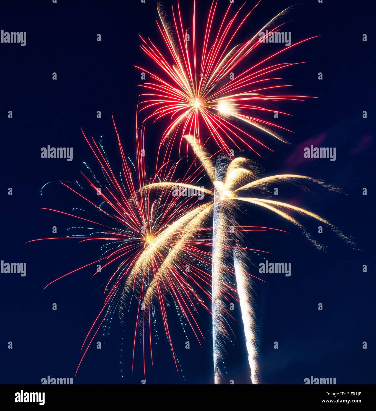 The celebratory fireworks at the dark sky perfect for background Stock ...