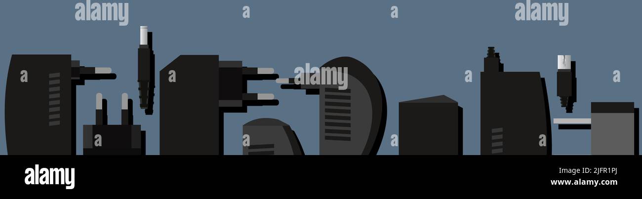 Charger. Power supply for electrical appliances. Electrical plug with ...
