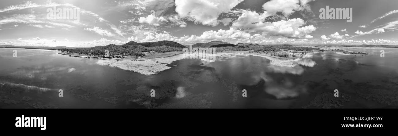 A panorama of Kinchant Dam, Mackay, Queensland, Australia., with clouds ...