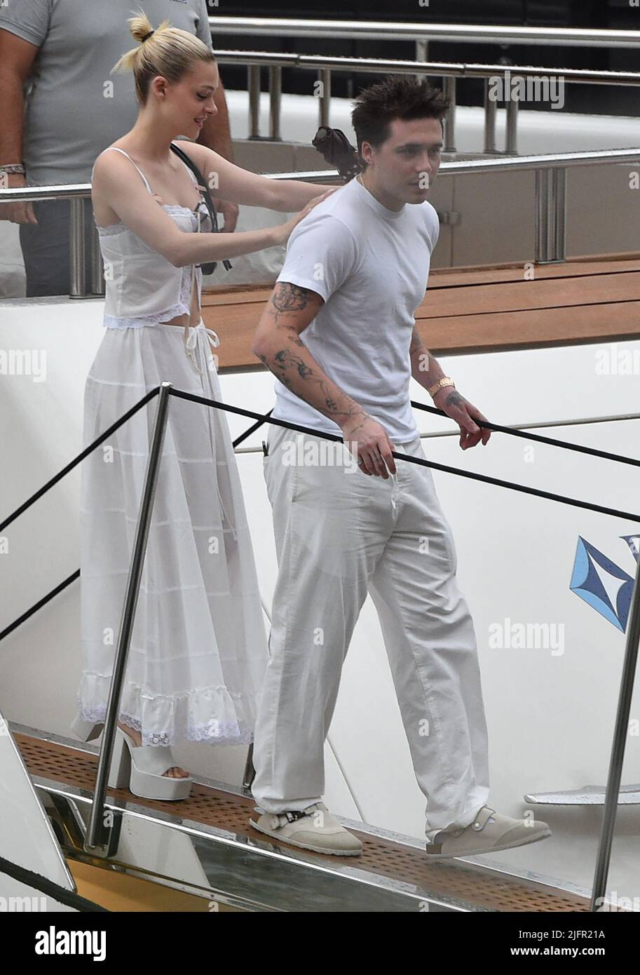 Portofino, . 04th July, 2022. Brooklyn Beckham and his wife Nicola ...