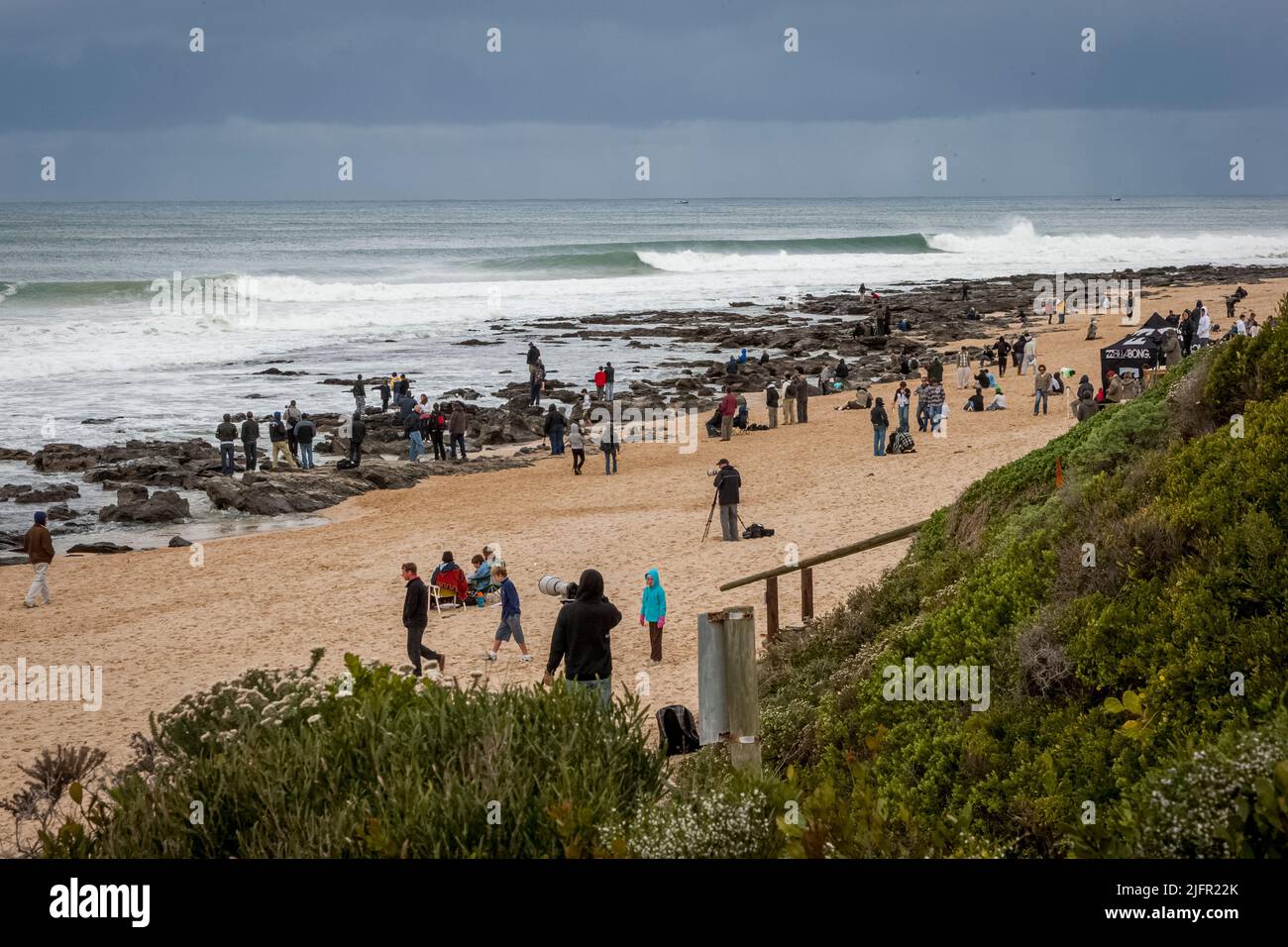 The beach full of spectators watching the World ASP Surfing Event at ...
