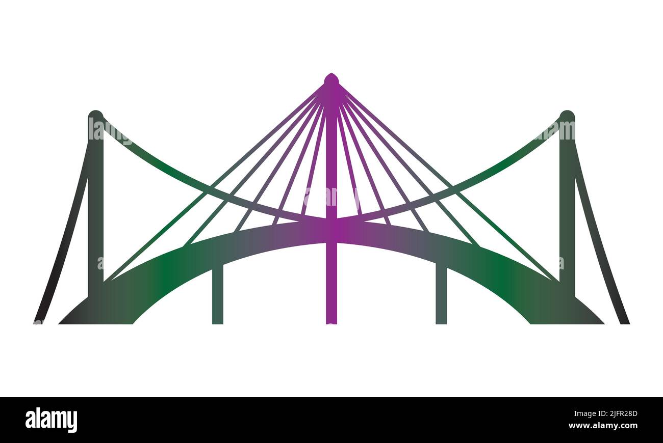Bridge illustration logo vector template purple and green Stock Vector ...