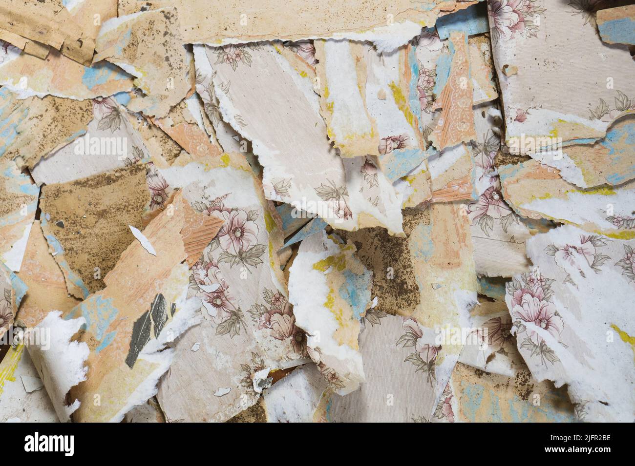 Background from old worn torn grunge dirty peeling wallpapers. Abstract ...