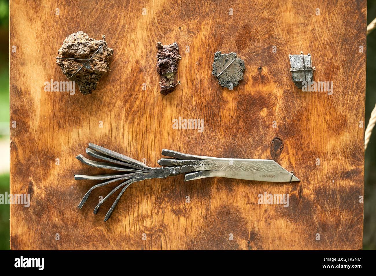 Ore and sample products of a medieval blacksmith for the manufacture of ...