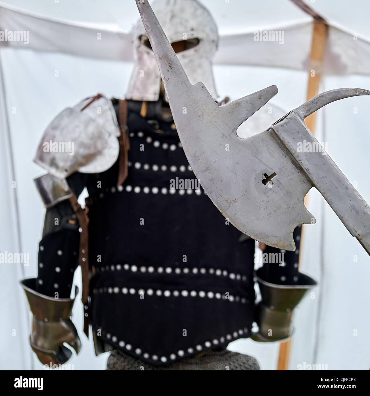 Medieval vintage armor and retro warrior helmet. Reconstruction of the ...