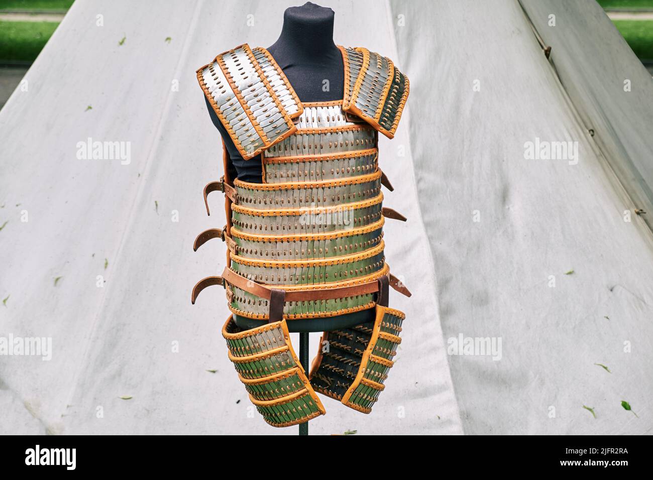 Medieval vintage armor and retro warrior chain mail. Reconstruction of ...