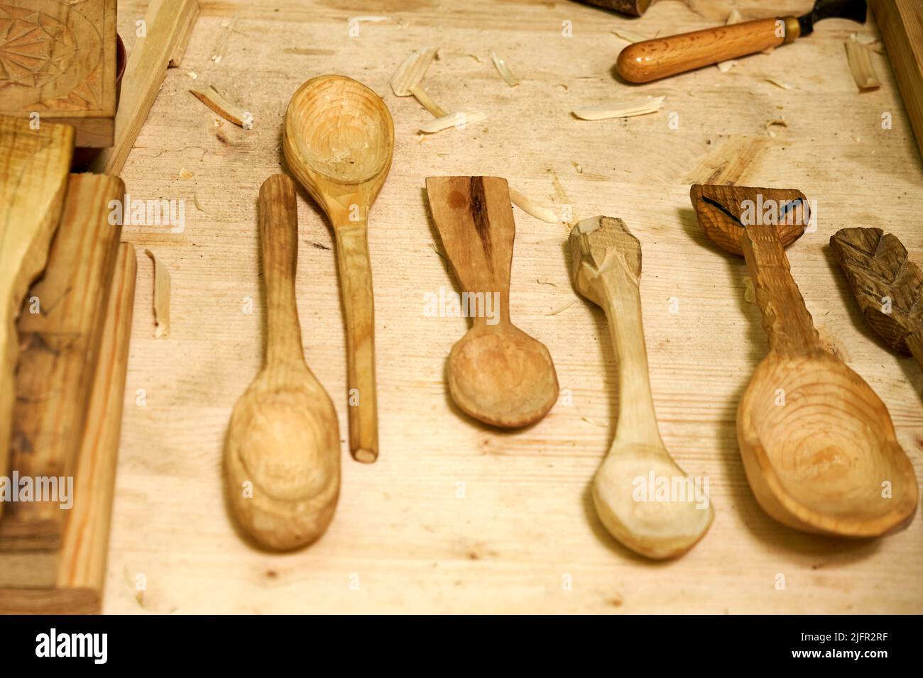 Manufacture of wooden spoons and kitchen utensils. Reconstruction of ...