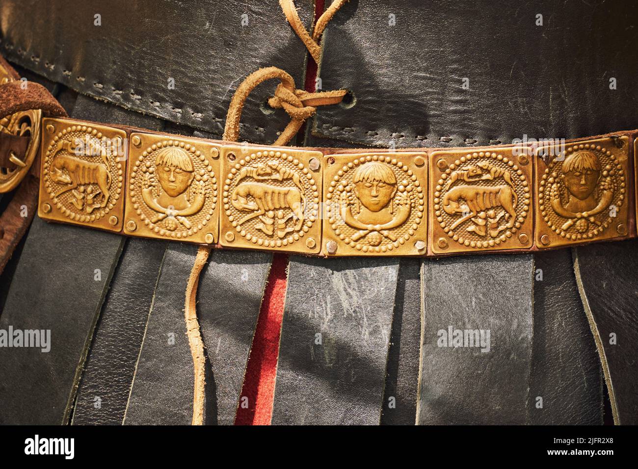 Ancient Roman vintage leather warrior clothing and decorated belt ...