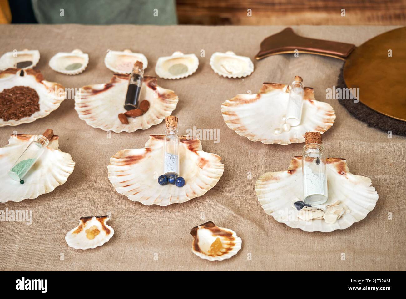 Ancient Roman cosmetics made pearl, retro perfume and vintage bath ...