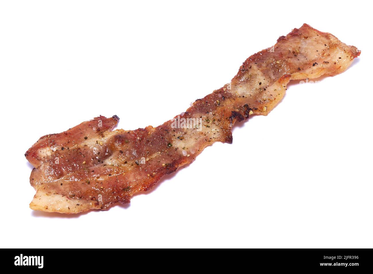 Cooked slices of bacon isolated on white background Stock Photo - Alamy